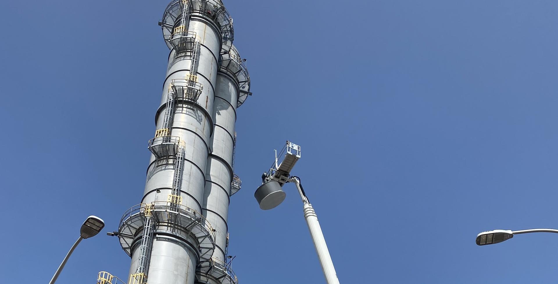 Power Plant Smokestack Telecom Antenna Installation